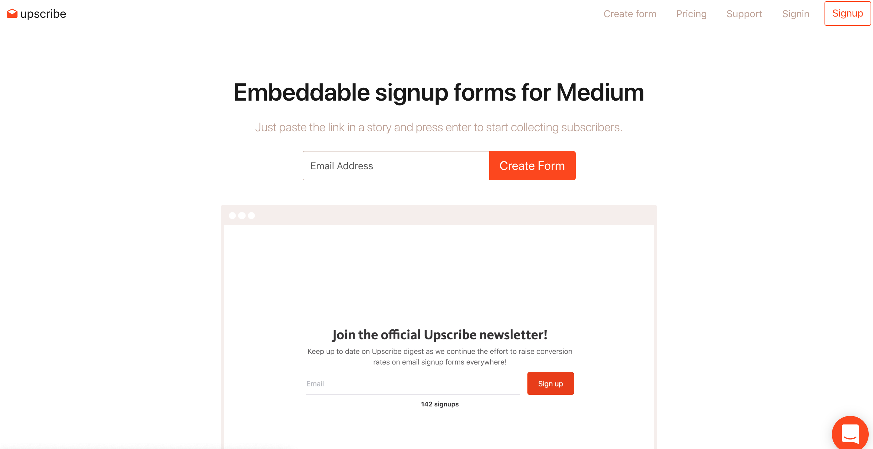Upscribe, the best embeddable newsletter signup forms for Medium.